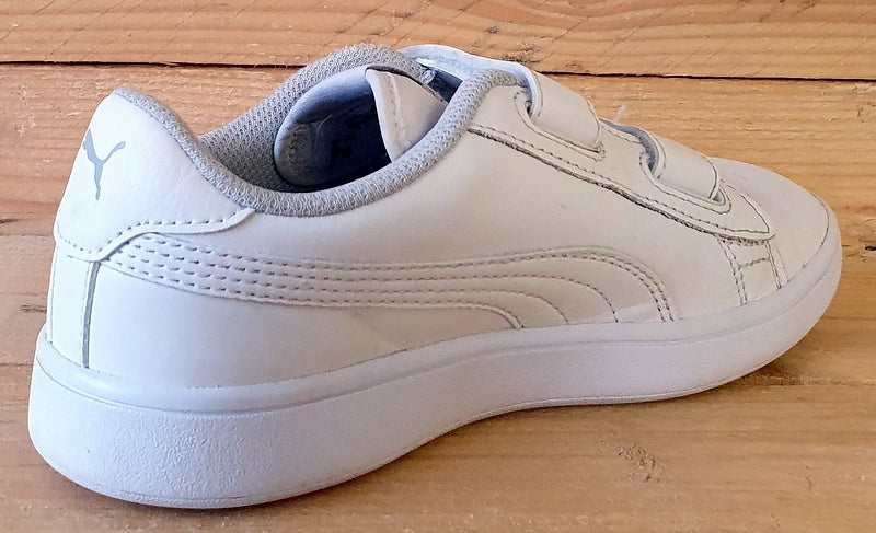 Puma Smash V2 Leather Low Kids Trainers UK13 US1C EU32 365173 02 Triple White